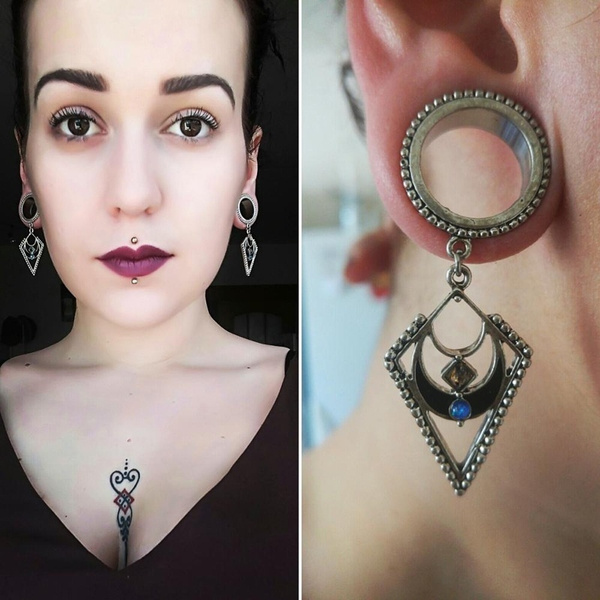 2 Pcs Size 6mm~30mm Screw-fix Dangle geometry Ear Tunnel Plugs and ...