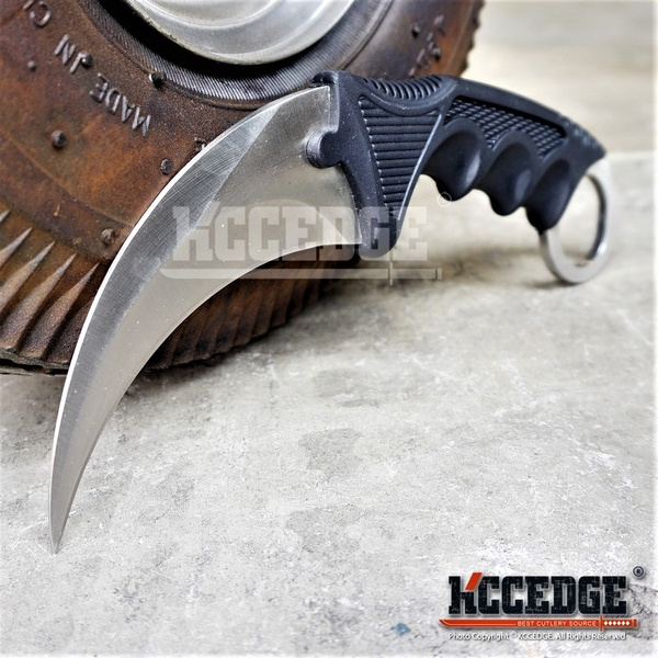 USA SELLER USA STOCK TACTICAL COMBAT SILVER KARAMBIT NECK KNIFE ...