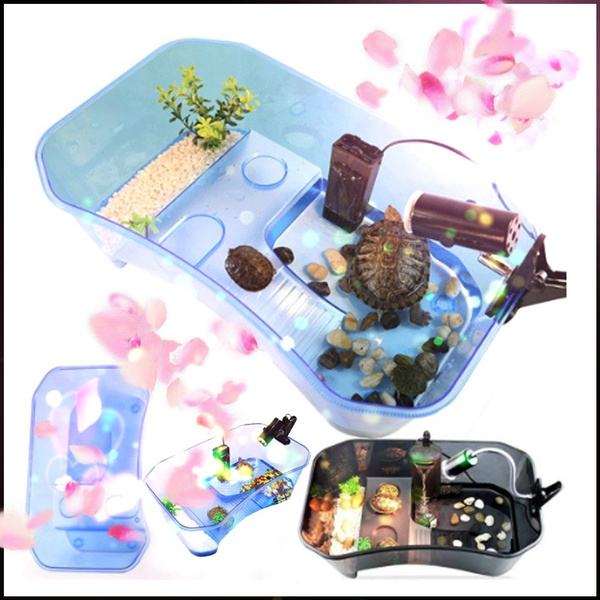 Reptile Turtle Tortoise Vivarium Box Aquarium Tank with Basking Ramp ...