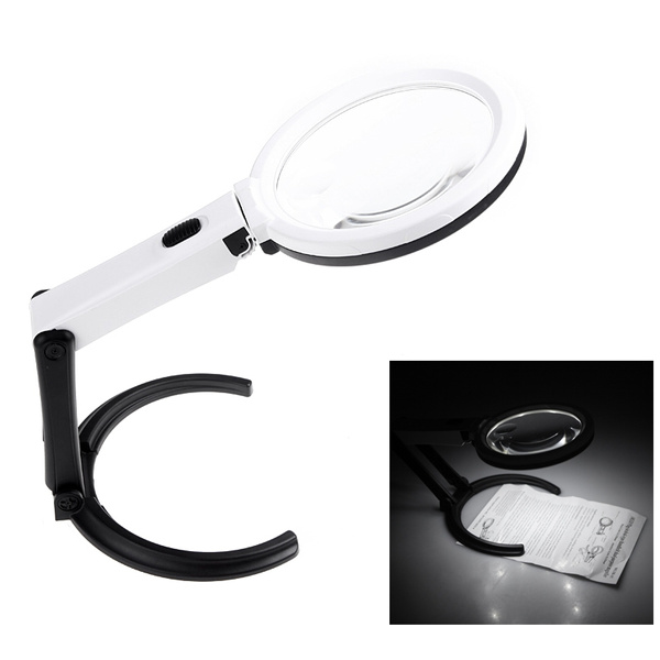 Portable 10 LED Light Magnifier Magnifying Glass with Light Lens Table ...