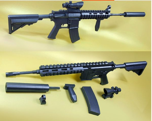 1:1 Scale M4A1 Rifle 3D Paper Model Cosplay Kits Kid Adults' Gun ...