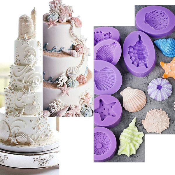 Anyana Seashell Starfish Sea Urchin Seagull mold Fondant Mould for gum ...