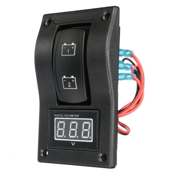 12-24V LED Dual Battery Test Panel Rocker Switch Car Truck Marine Boat ...