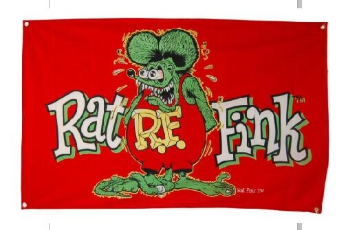 Rat Fink Flag 3' X 5' 100D polyester printing 4 brass buckle suspension ...