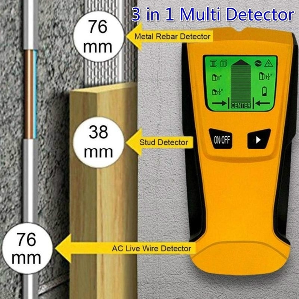 3 in 1 Live Wire Detector Stud Wood Wall Center Scanner Finder Metal AC ...
