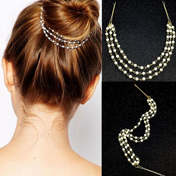 1PC Fashion Women Metal Rhinestone Head Chain Multilayer Pearl Tassel ... 1PC Fashion Women Metal Rhinestone Head Chain Multilayer Pearl Tassel ...