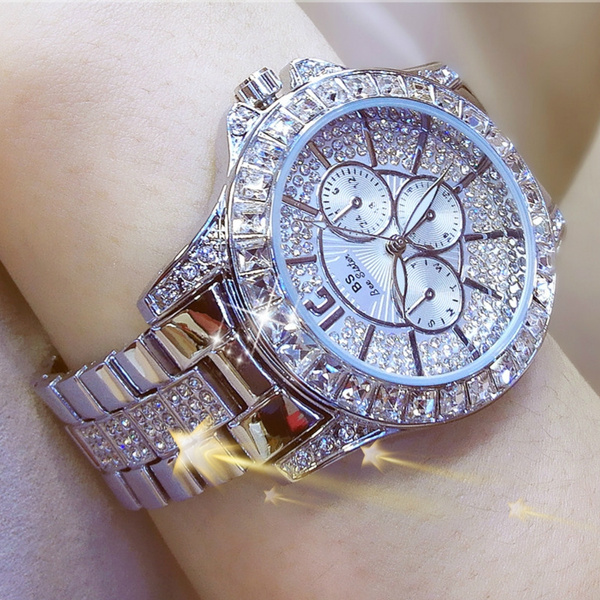 BS Women Fashion Shiny Rhinestone Watch Ladies Bling Dress Quartz watch ...