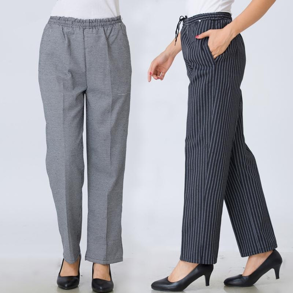 Chef Pants Chefs Plaid StripeTrousers Chef Clothes Women Cooking ...
