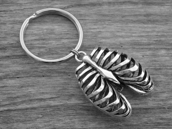 Silver Ribcage Keychain Rib Cage Key Chain Gothic Goth Keyring Skeleton ...