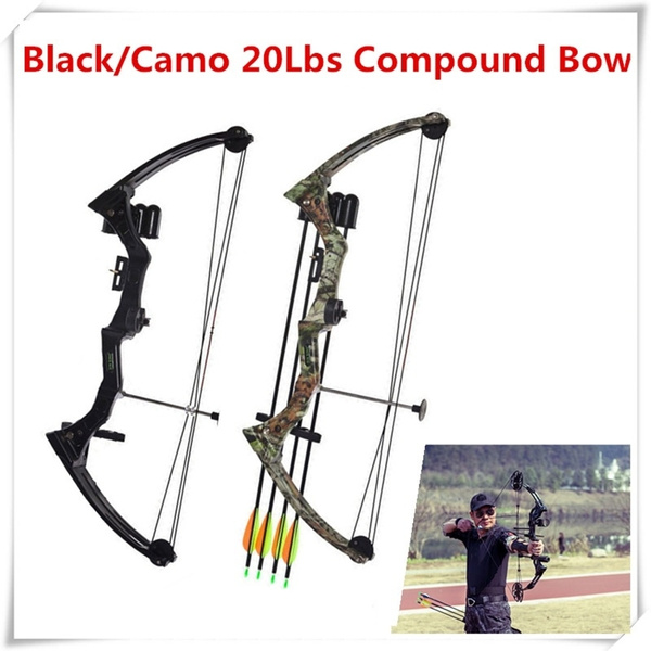 20Lbs Black/Camo High-Strength Aluminum Right Hand Compound Bow with ...