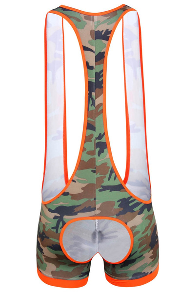 Men Camouflage Leotard Backless Underwear Sexy Wrestling Singlet ...