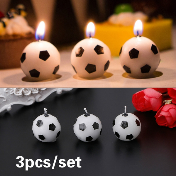 3pcs/set Creative Soccer Ball Football Birthday Party Cake Candles ...