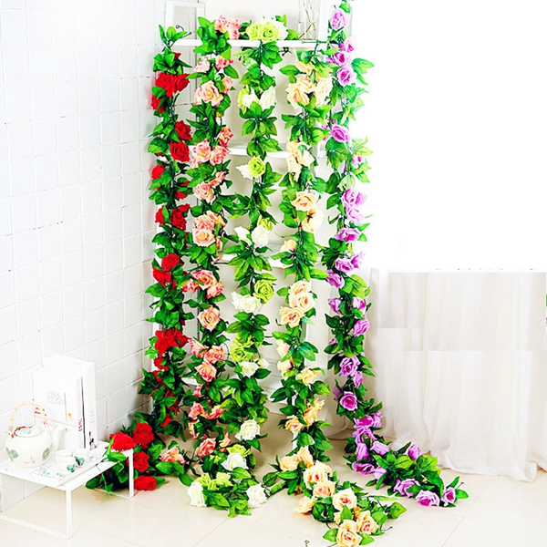 2.4m High Quality Simulation Silk Rose Flower Artificial Decorative Ivy ...