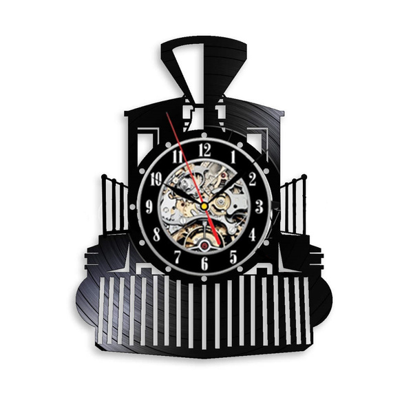 Vintage Steam Locomotive Wall Clock Locomotive Train Vinyl Record Wall ...