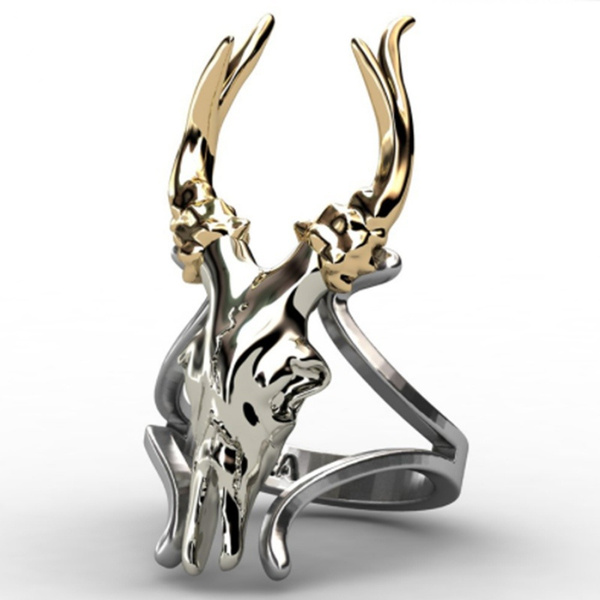 Men Stainless Steel Punk Rock Ring with Two Tone Deer Ring | Wish
