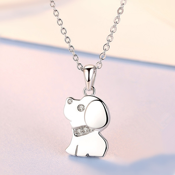 925 Sterling Silver CZ Puppy Dog Pendant Necklace for Women Girl | Wish