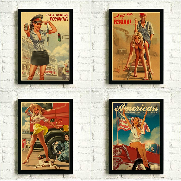 Retro Style World War Ii Sexy Pin Up Girl Poster Military Bar Cafe Home Wall Decor Printed