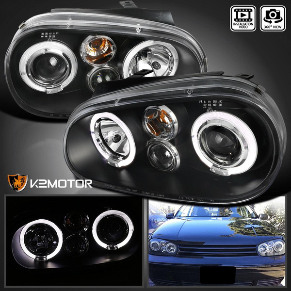 Black Fits 1999-2005 Volkswagen Golf GTI R32 MK4 LED Halo Projector ...
