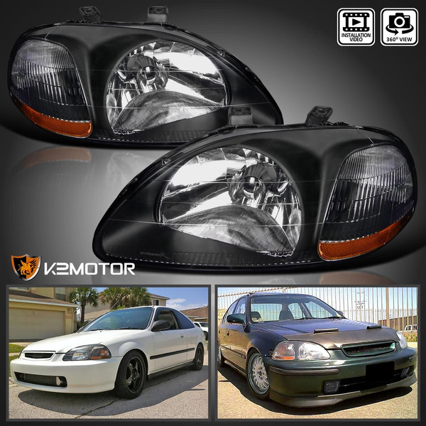 Black Fits 1996 1998 Honda Civic Ej Ek Em Dx Ex Lx Headlights Lamps