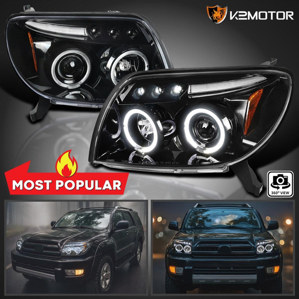 Jet Black Fits 2003-2005 Toyota 4Runner LED Halo Projector Headlights ...