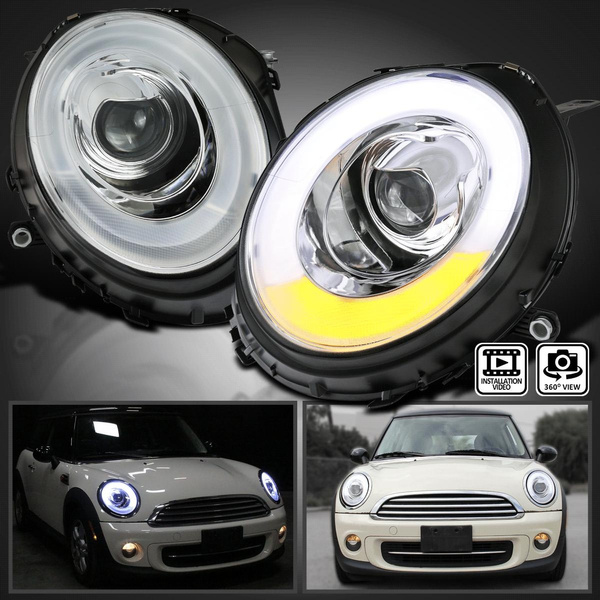 Fits 2007-2013 Mini Cooper S LED Tube Halo Projector Headlights Lamps ...