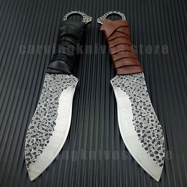 Handmade Dagger Style Fixed Blade Hunting Knife with Leather Sheath ...