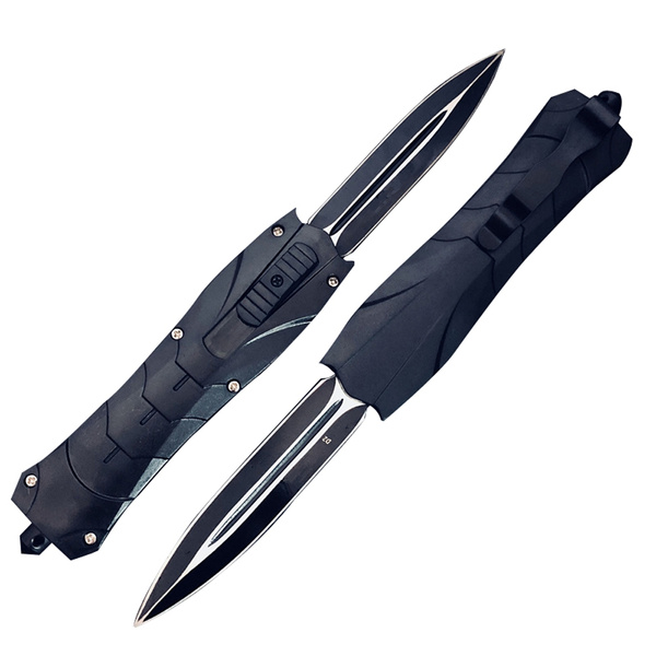Tactical Knives AUTO EDC Spring Assist Knife Fixed Blades Double Edge ...