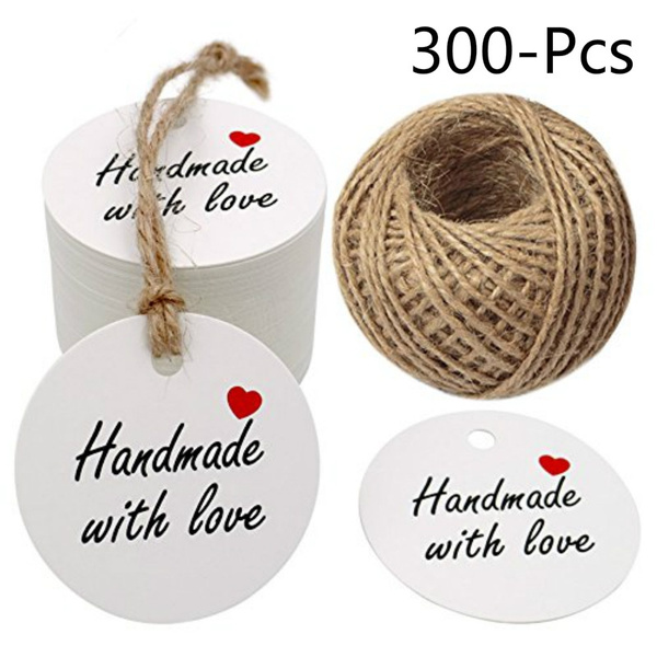 Gift Tags Handmade with Love 1.2'' Round Tags Brown Kraft Hang Tags ...