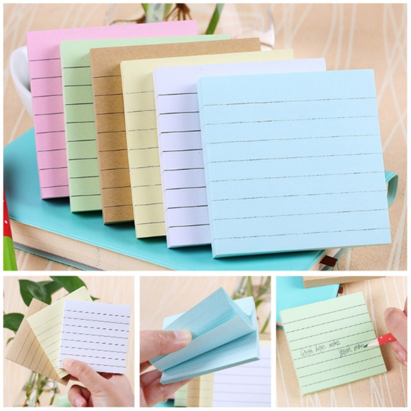 Stationery Sticky Notes Square Soild Color Memo Pad 80 Pages Sticker ...