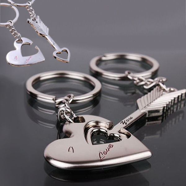 Arrow "I Love You" Heart & Key Couple Keychain Ring Keyring Keyfob ...