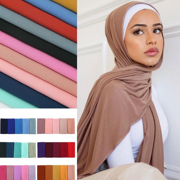 Muslim Hijabs Multi Color Solid Plain Shawls Hijab Wrap Chiffon Scarf ...