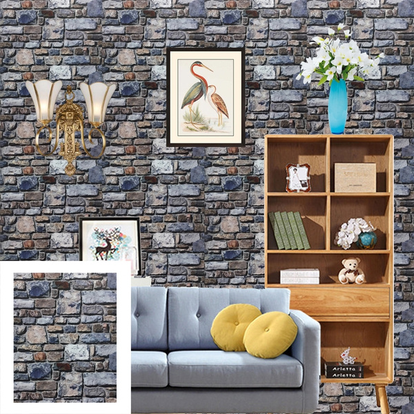 3D Vintage Brick Stone Effect PVC Waterproof and Removable Wallpaper ...