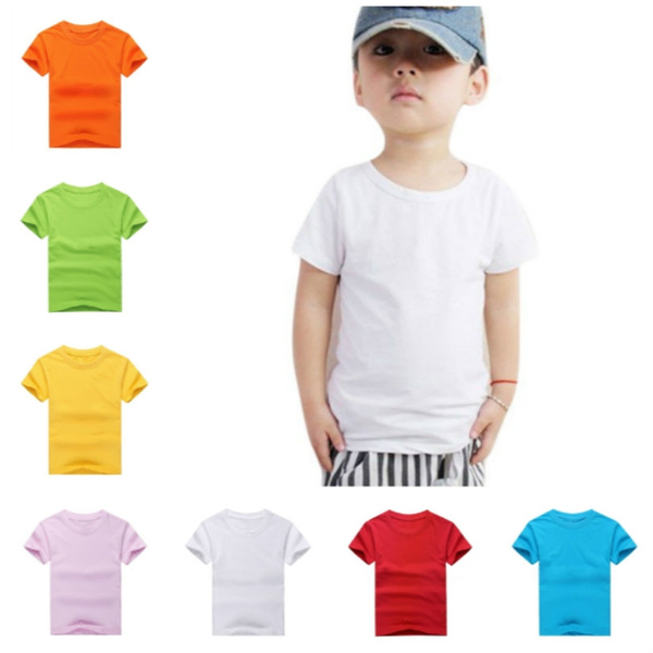 Summer 2-14t Kids Boys Tshirts Cotton Clothes T Shirt Plain Solid Color ...