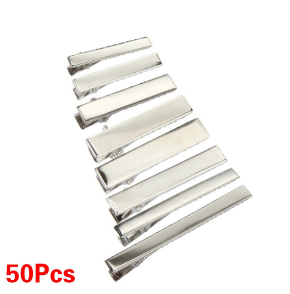 50Pcs Silver Metal Plane Single Prong Alligator Hair Clips Barrette for ...