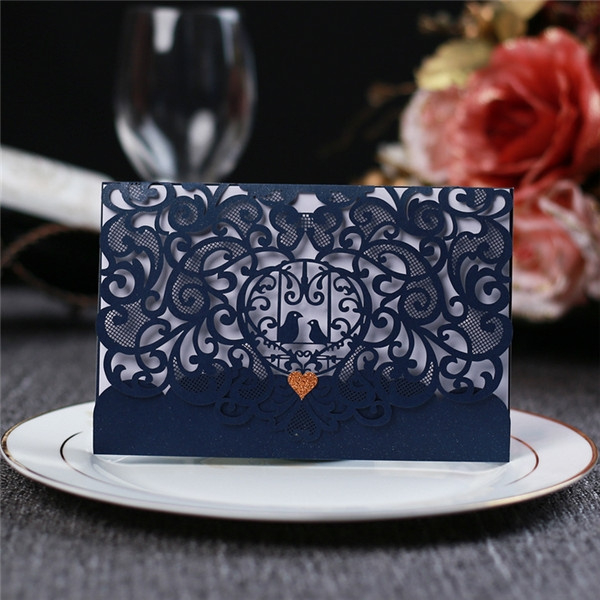 10Packs Hollow Laser Cut Lace Shiny Wedding Invitation Party ...