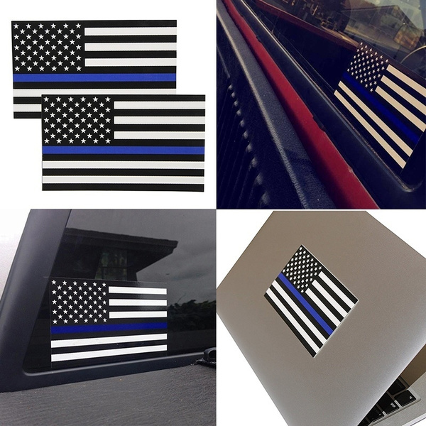 5 PCS Police Officer Thin Blue Line American Flag Decal Stickers ...