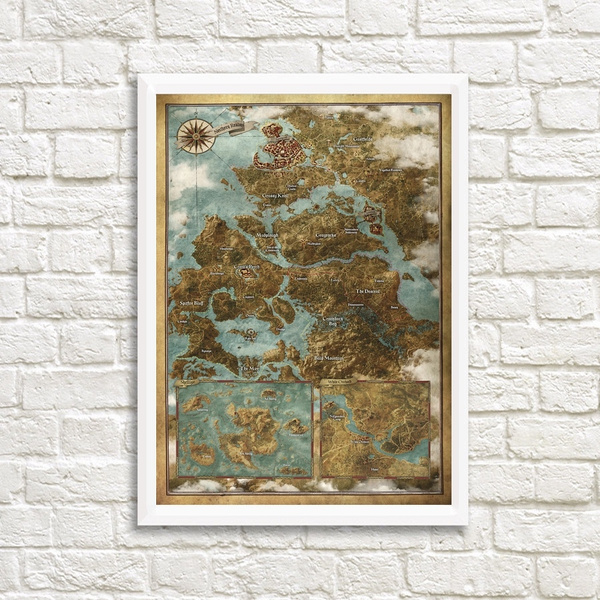 Map Of The Witcher 3 Wild Hunt Art Silk Fabric Poster Wall Decor 12x18 ...