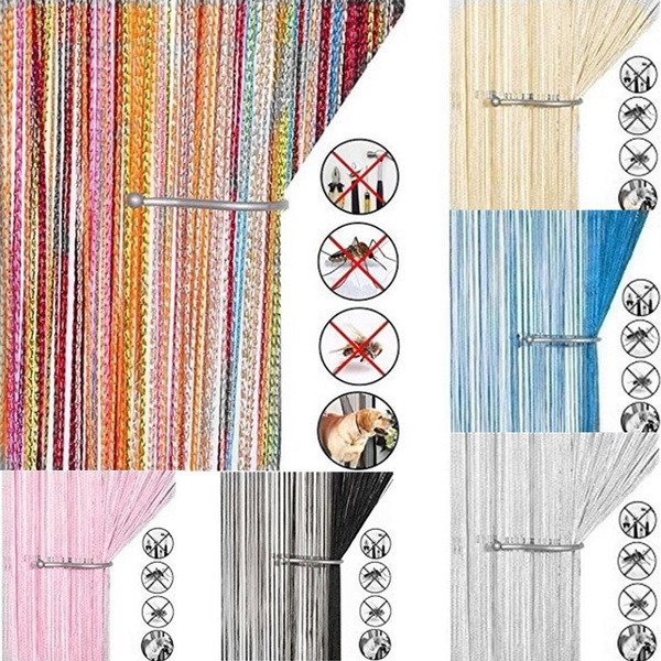 Retro PlainTassel Door Curtain Fly Insect Screen String For Doorways ...