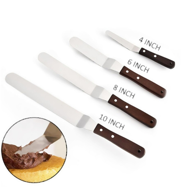 Cake Decorating Supplies 4/6/8/10 Inch Angled Icing Spatula Stainless ...