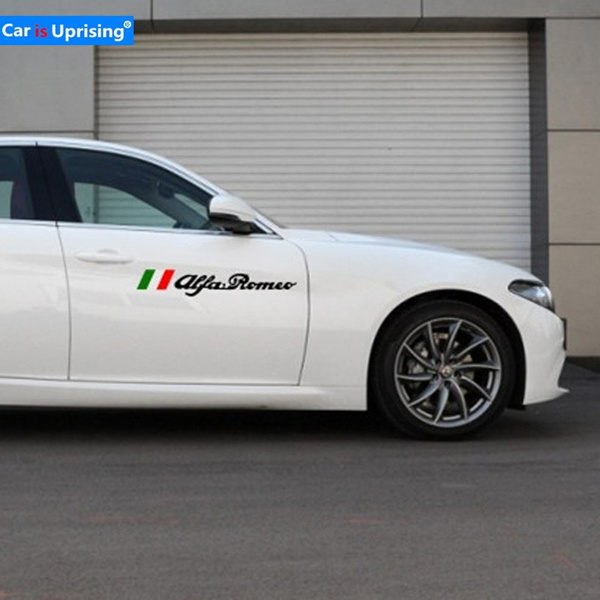 2pcs NEW Alfa Romeo Flag of Italy Car Side Fender Emblem Badge Sticker ...