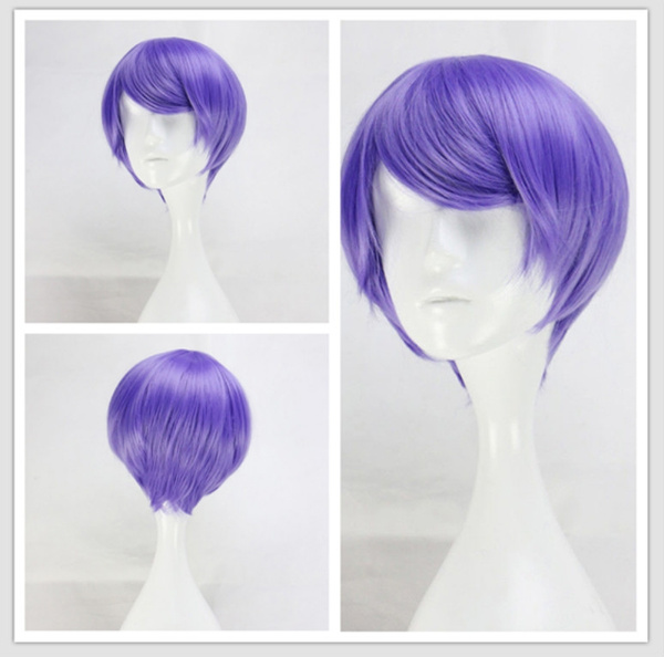 Men Straight Anime Short Blue Purple Hair Cosplay Wig | Wish