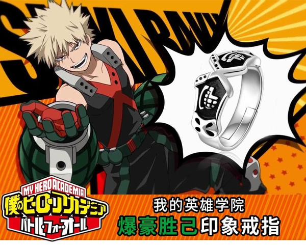 Manga My Hero Academia Bakugou Katsuki Anime Adjustable 925 Sterling ...