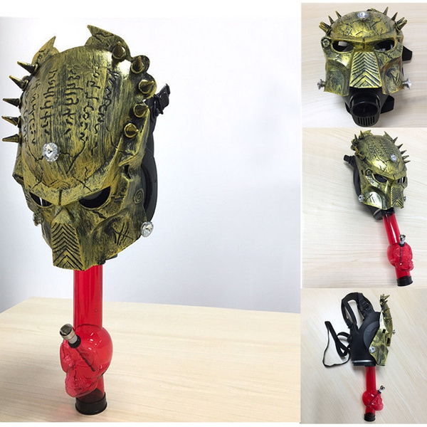Predator Golden Mask Water Glass Smoking Pipe Set Gas Mask Water Pipe ...