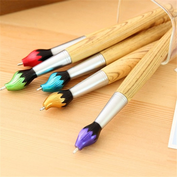 5 Colors Cute Kawaii Imitated Wooden Ballpoint Pen Creative Ball pens ...