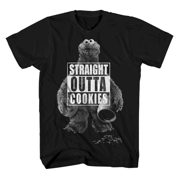 Sesame Street Men's Straight Outta Cookies T-Shirt Black S | Wish