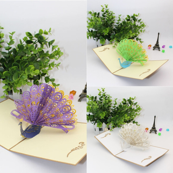 3D Cards Greeting Postcards Vintage Paper Kirigami Pop Up Laser Cut ...