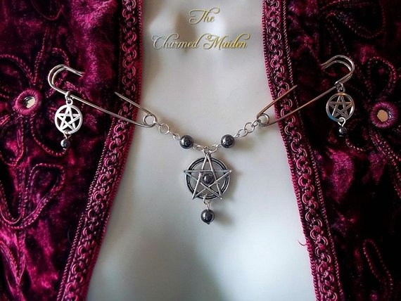 Pentagram Cloak Clasp, Cloak Fastener, Cape Pin, Hematite Brooch ...