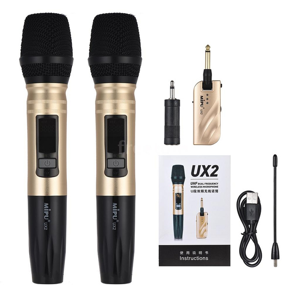 UHF Dual Frequency Wireless Handheld Microphone Mic System for Karaoke ...