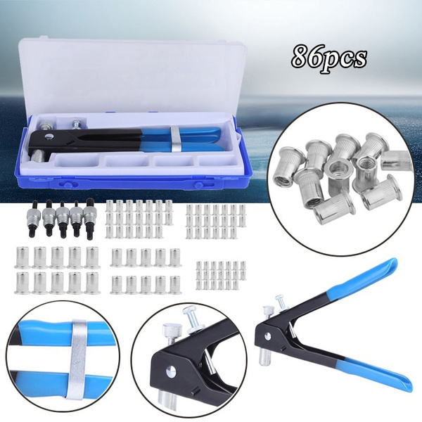 86pcs/set M3-M8 Blind Rivet Nuts Threaded Insert and Rivet GunTool ...