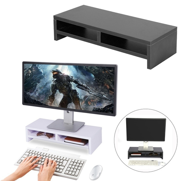 LED LCD TV Wooden Monitor Stand Laptop Computer Screen Riser Shelf ...